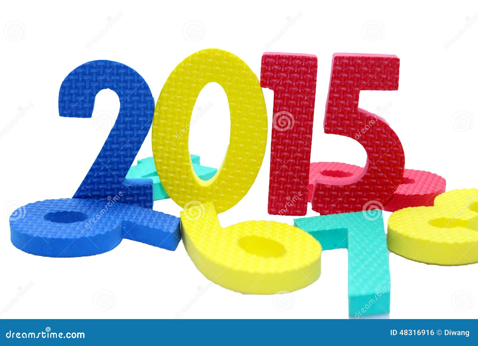 2015 in Colorful on a Isolated White Stock Photo - Image of yellow ...