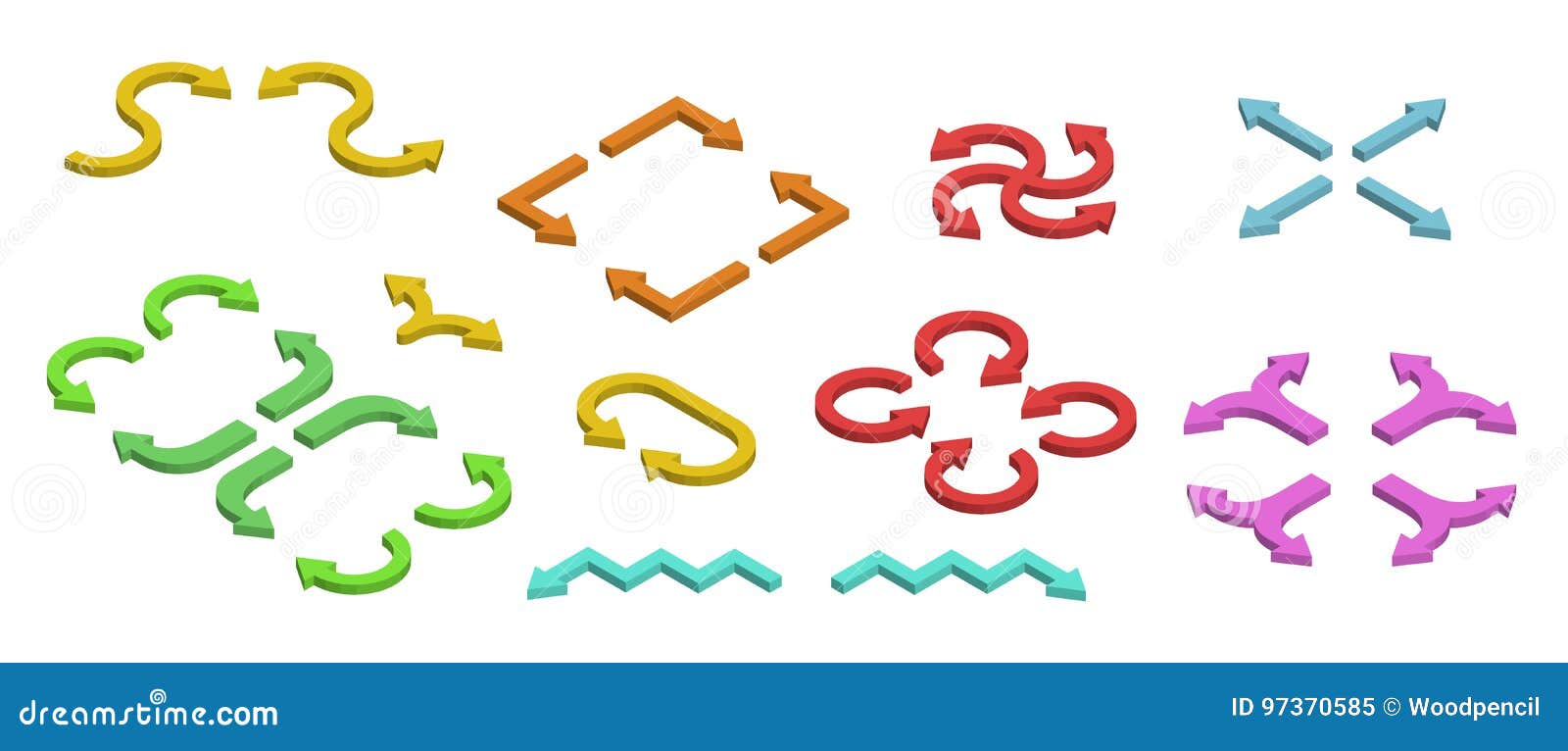 Colorful Isometric Arrows. Set of Arrow, Different Shape and Direction ...