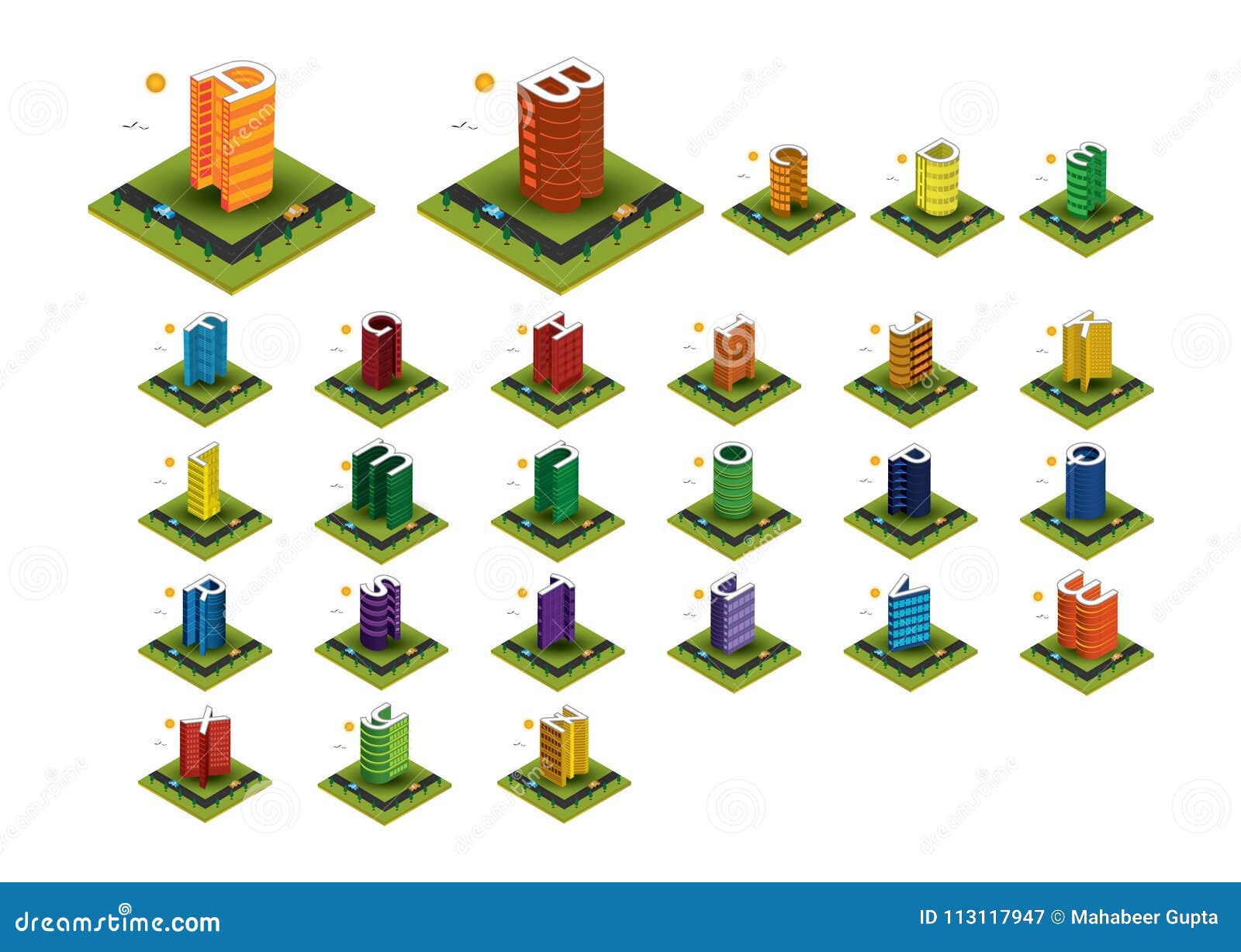 Colorful Isometric Building Alphabet Letters Vector Stock Vector ...