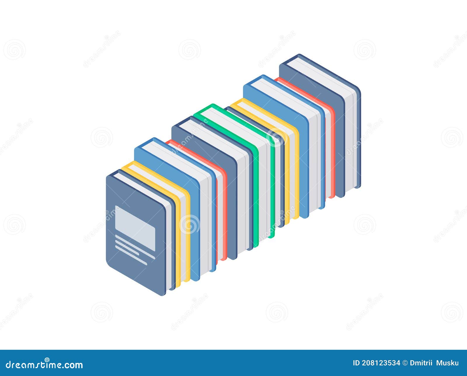 Cartoon Set of Colorful Books Arranged in Row Stock Vector ...