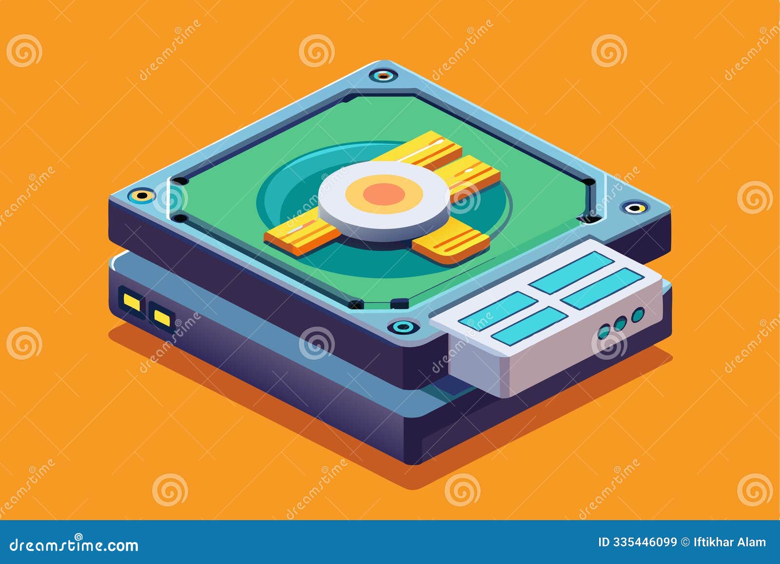 A Colorful Isometric Illustration Depicts a Customizable Hard Drive ...
