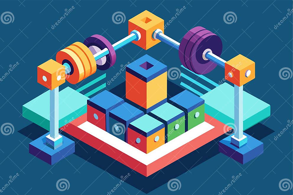 A Colorful Isometric Illustration Showcasing a Customizable Dumbbell ...