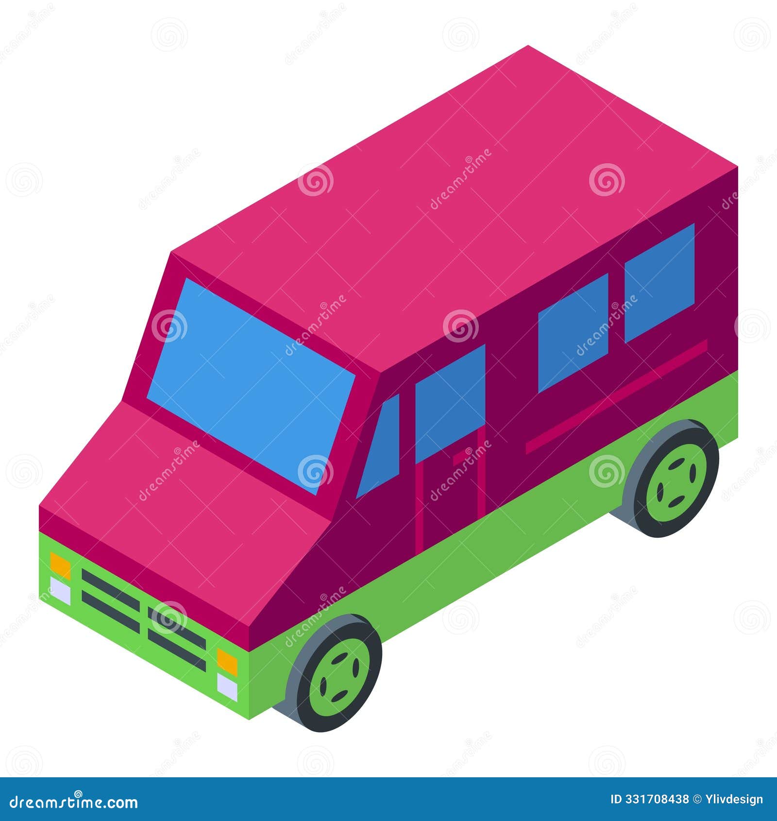 Colorful Isometric Minivan Representing Passenger Transportation Stock ...