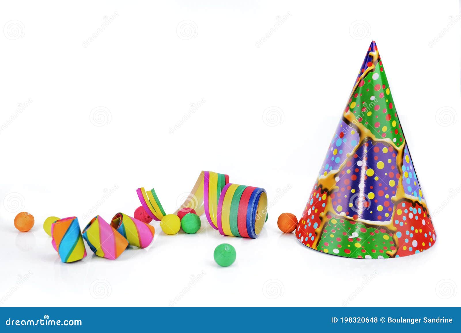 Colorful Article for Event Celebration on White Background Stock Photo ...