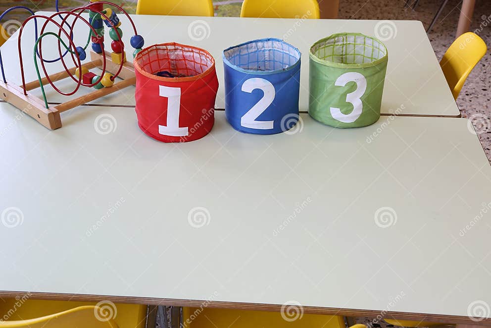 Jar with Text One Two Three on the Table in the Primary School Stock ...