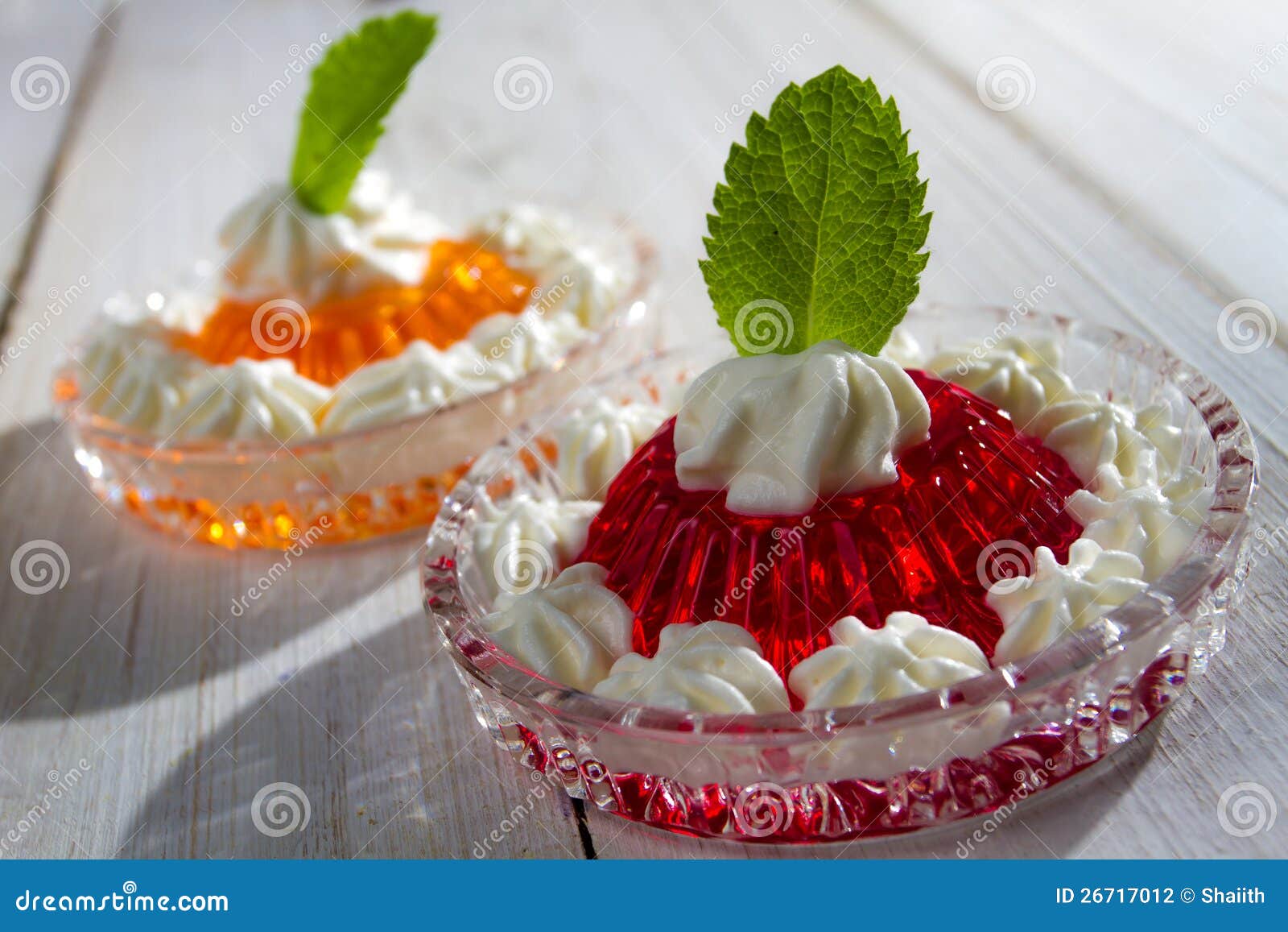 Colorful Jelly in a Glass Dish Stock Photo - Image of orange, white ...