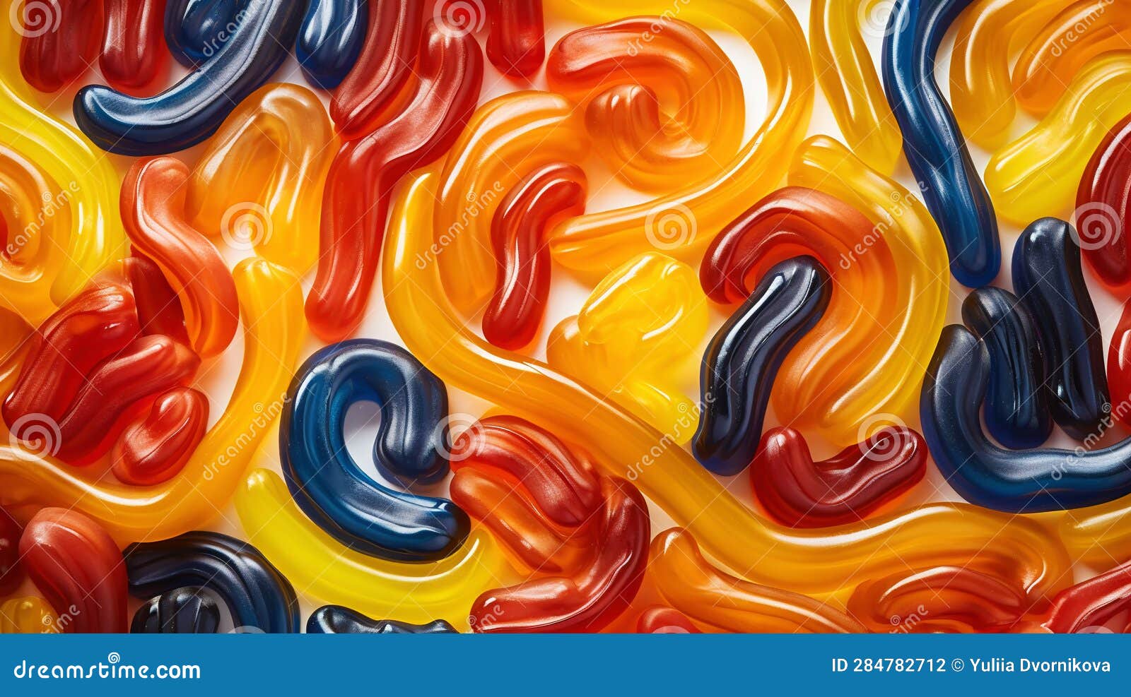 Colorful Jelly Worms Sweets Background. Generative AI Stock ...