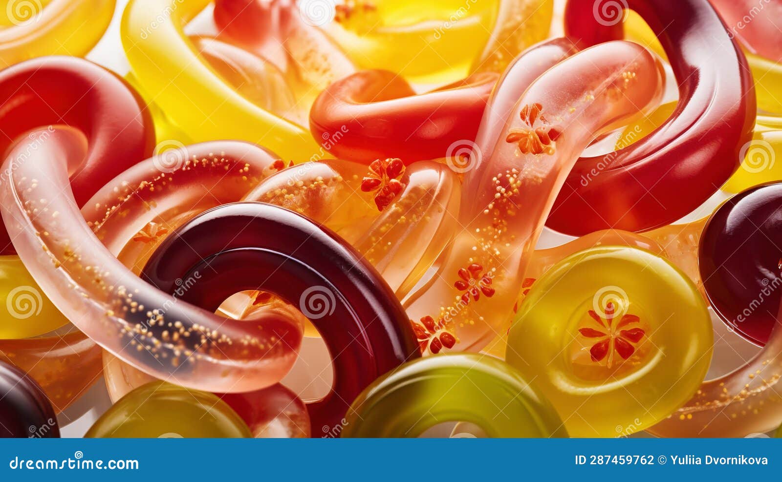 Colorful Jelly Worms Sweets Background. Generative AI Stock Photo ...