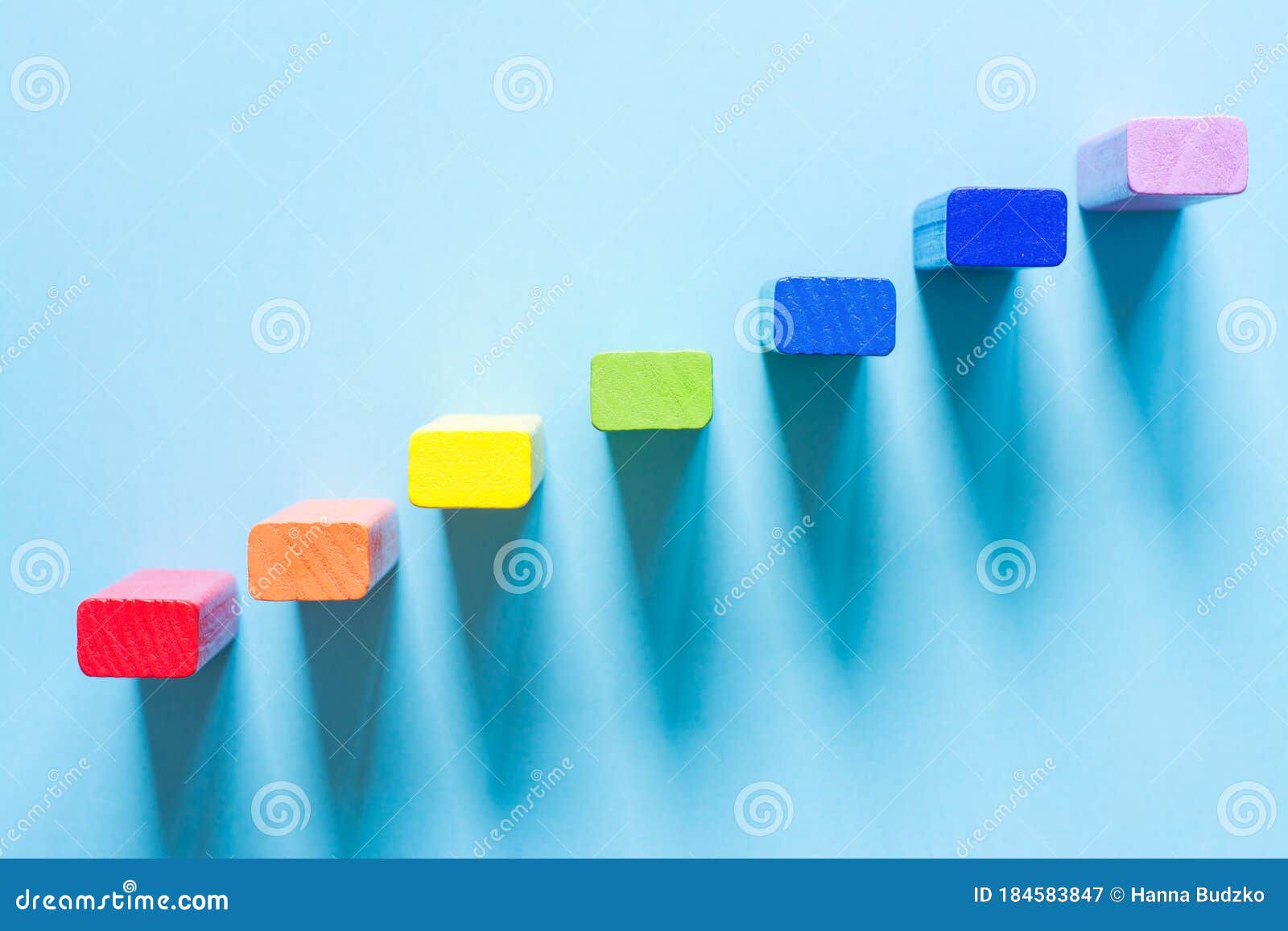 Colorful Jenga Blocks in a Form of Stairs. Stock Image - Image of ...