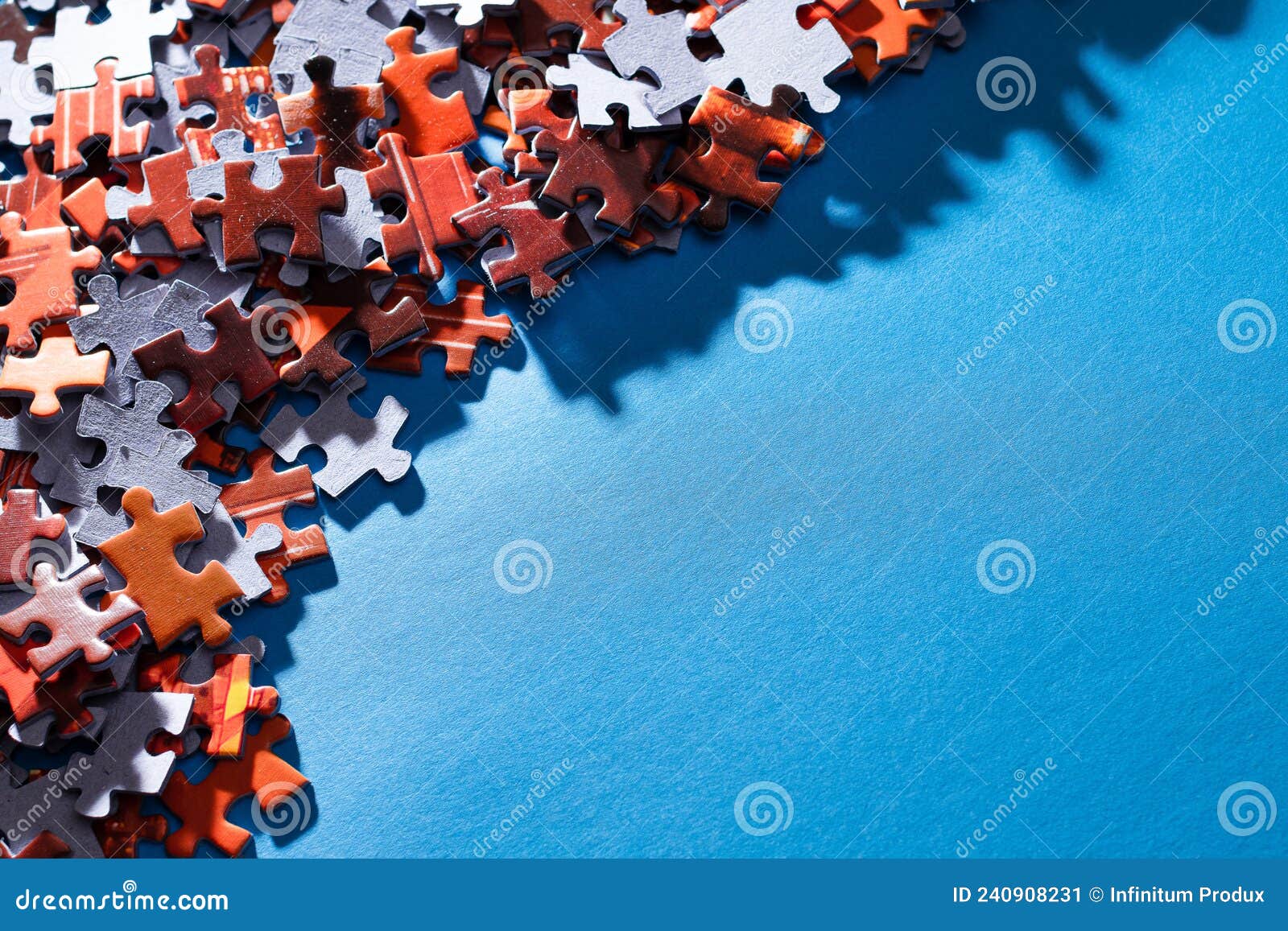 Colorful Jigsaw Puzzle on Blue Background Stock Image - Image of ...