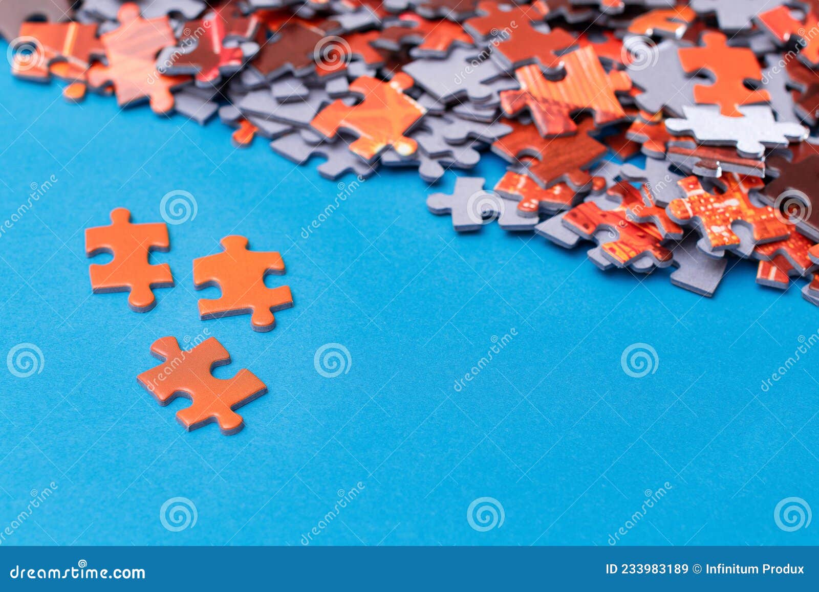 Colorful Jigsaw Puzzle on Blue Background Stock Image - Image of jigsaw ...
