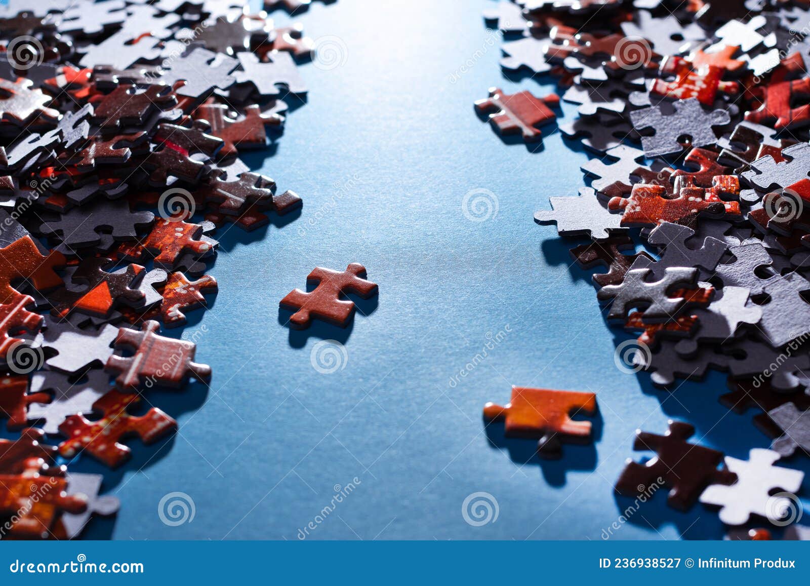 Colorful Jigsaw Puzzle on Blue Background Stock Image - Image of game ...