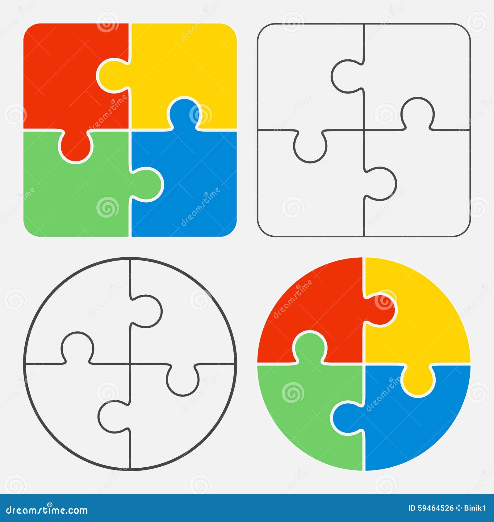 Colorful Jigsaw Puzzle , Four Pieces Stock Illustration - Illustration ...