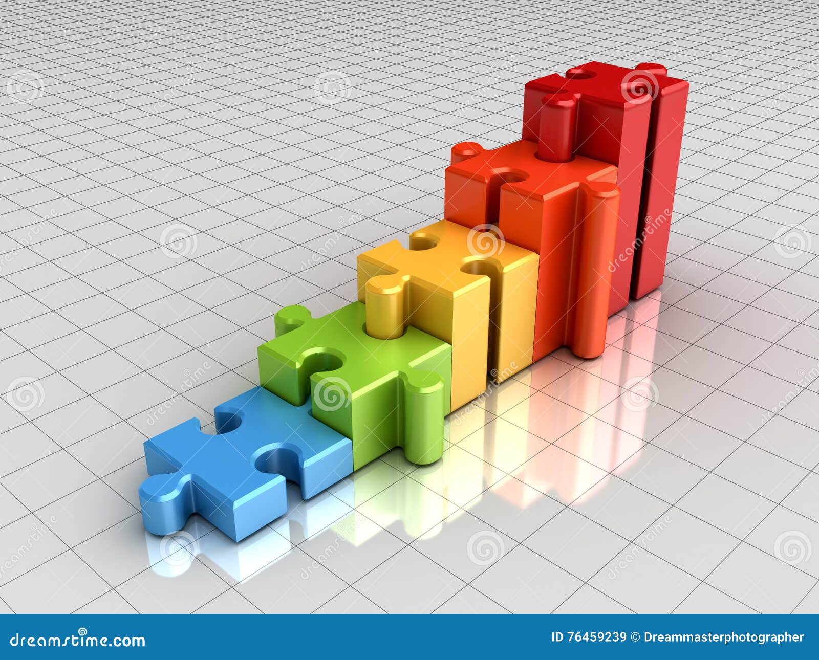 Colorful Jigsaw Puzzle Graph Chart Pieces Concept on Grid Stock ...