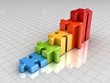 Colorful Jigsaw Puzzle Graph Chart Pieces Concept on Grid Stock ...