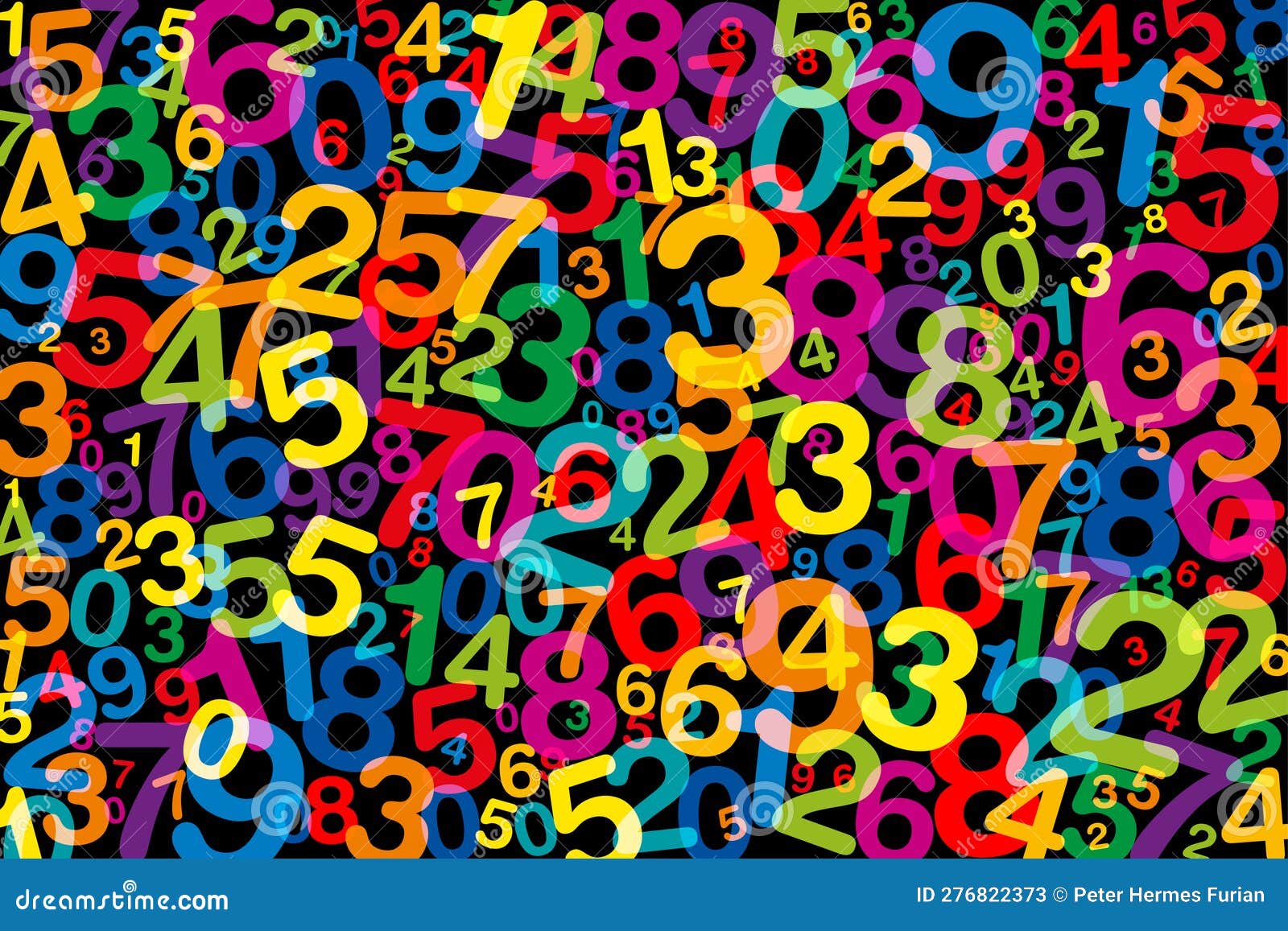 Jumbled Colorful Numbers, Over Black Stock Vector - Illustration of ...