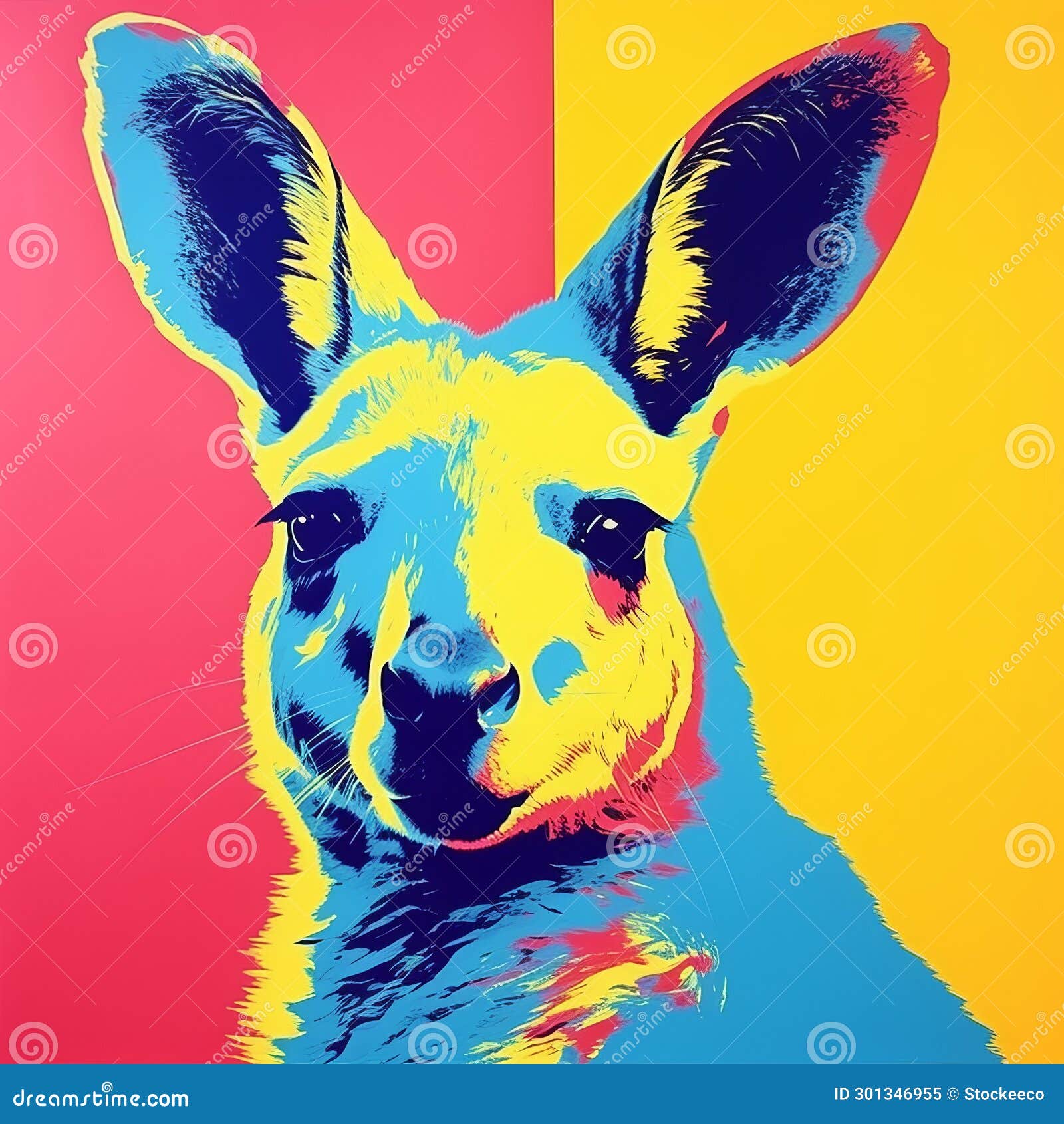 Colorful Kangaroo: Hyper-realistic Pop Art on Canvas Stock Illustration ...