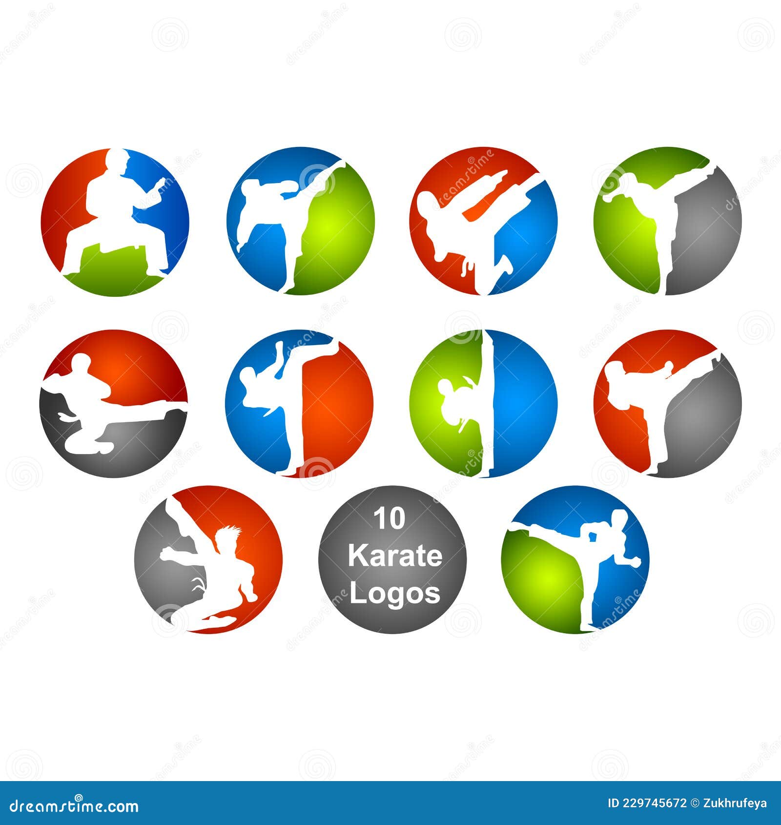 10 Colorful Karate Logo Designs Stock Vector - Illustration of ...