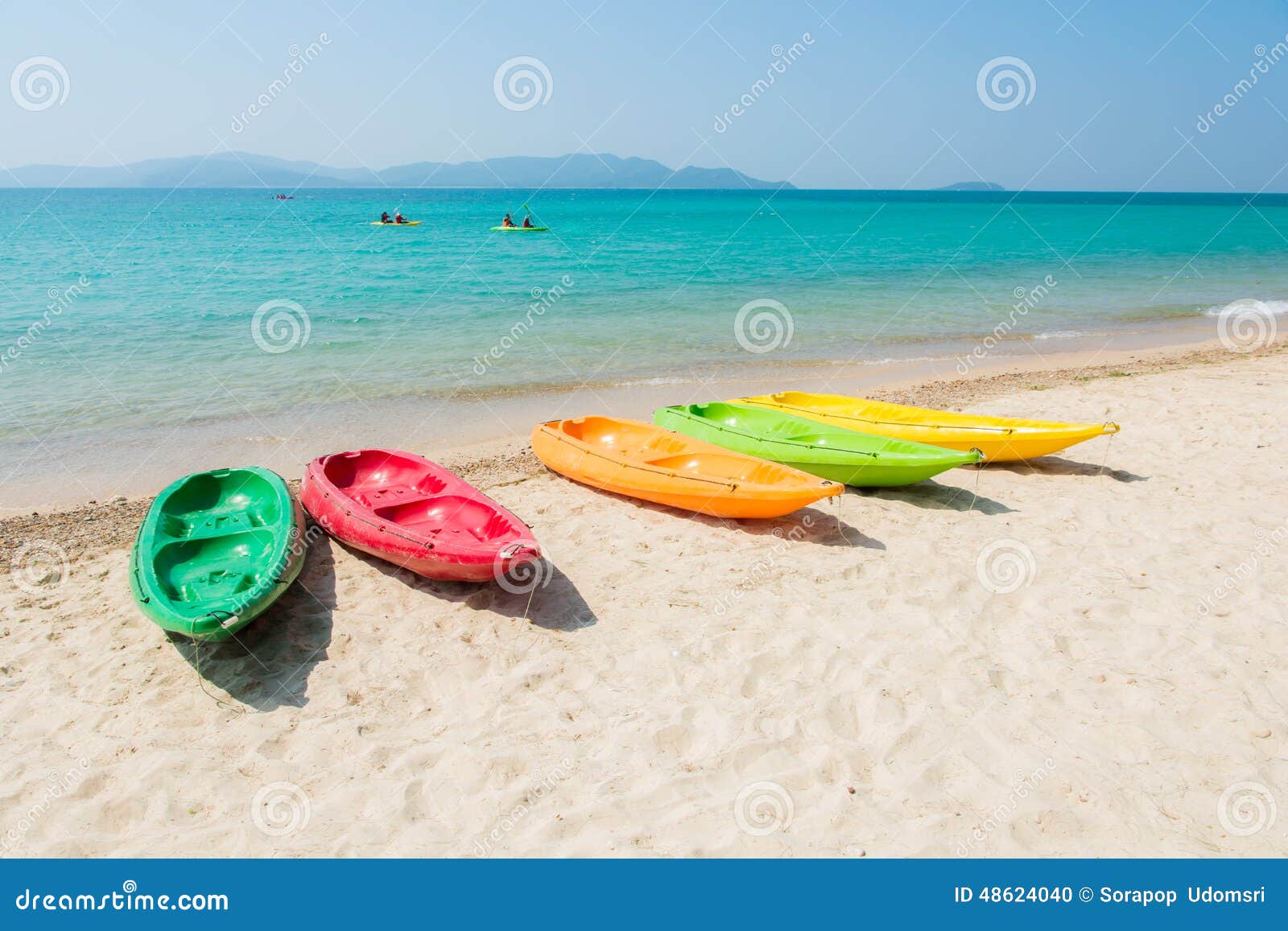 Colorful Kayak on Tropical Beach Stock Photo - Image of recreation ...