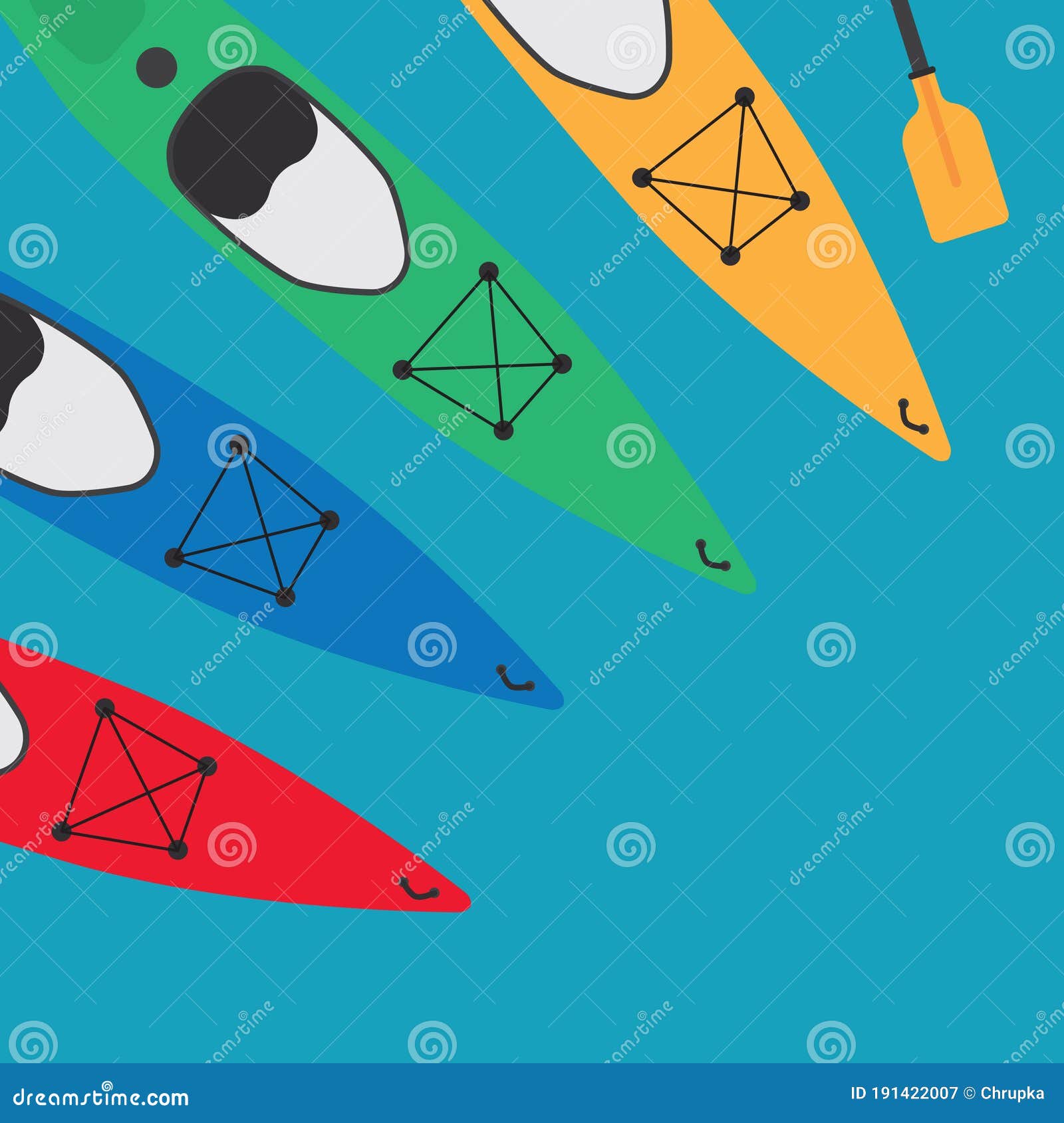 Colorful kayaks stock vector. Illustration of paddle - 191422007