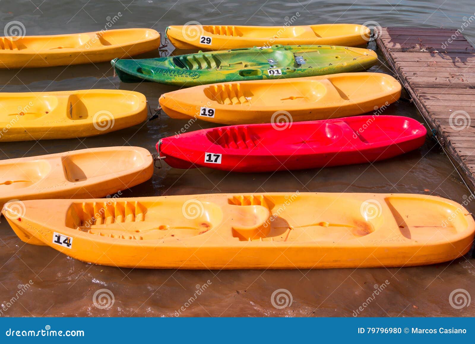 Colorful Kayaks stock photo. Image of fiberglass, recreational - 79796980