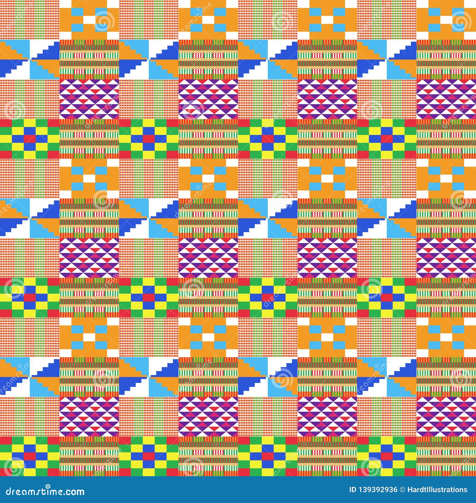 Colorful Kente Cloth Seamless Pattern Stock Vector - Illustration of ...