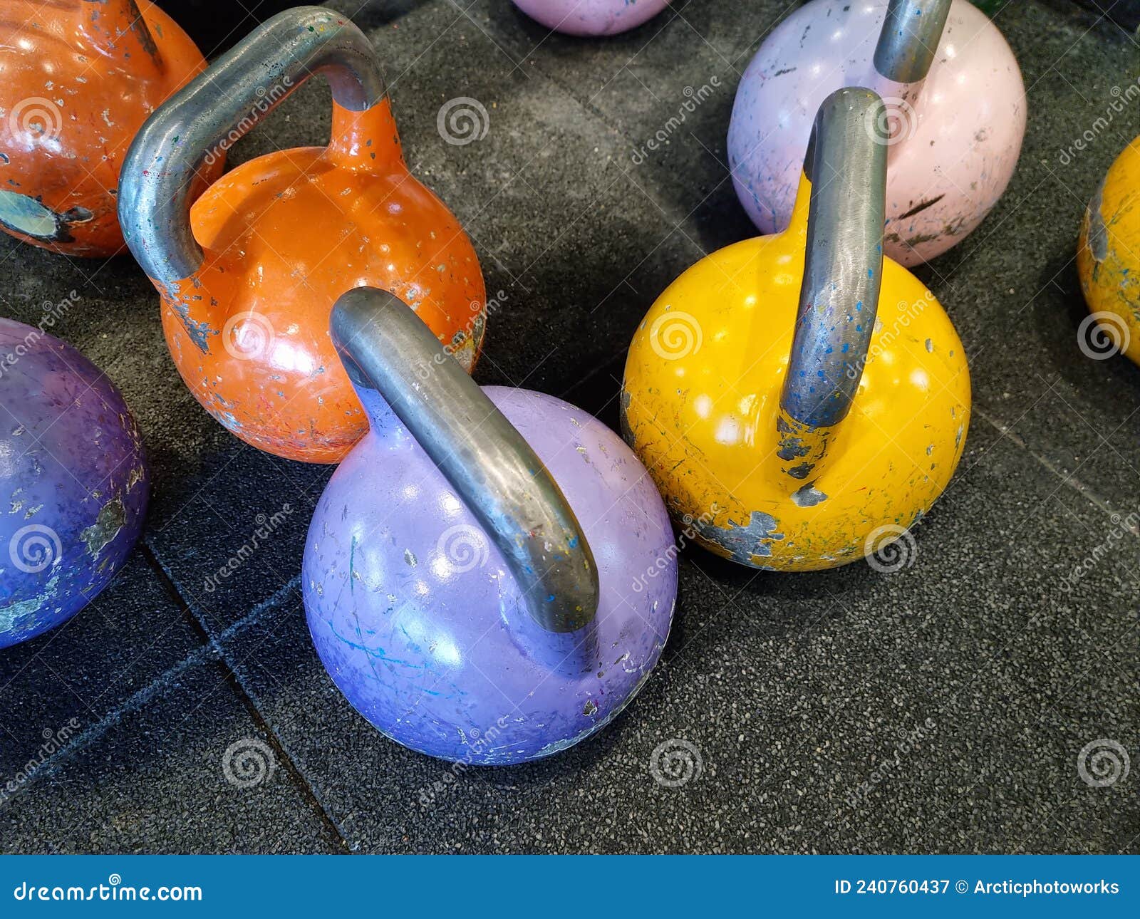 Colorful Kettlebells in the Gym with Different Weights Stock Image ...
