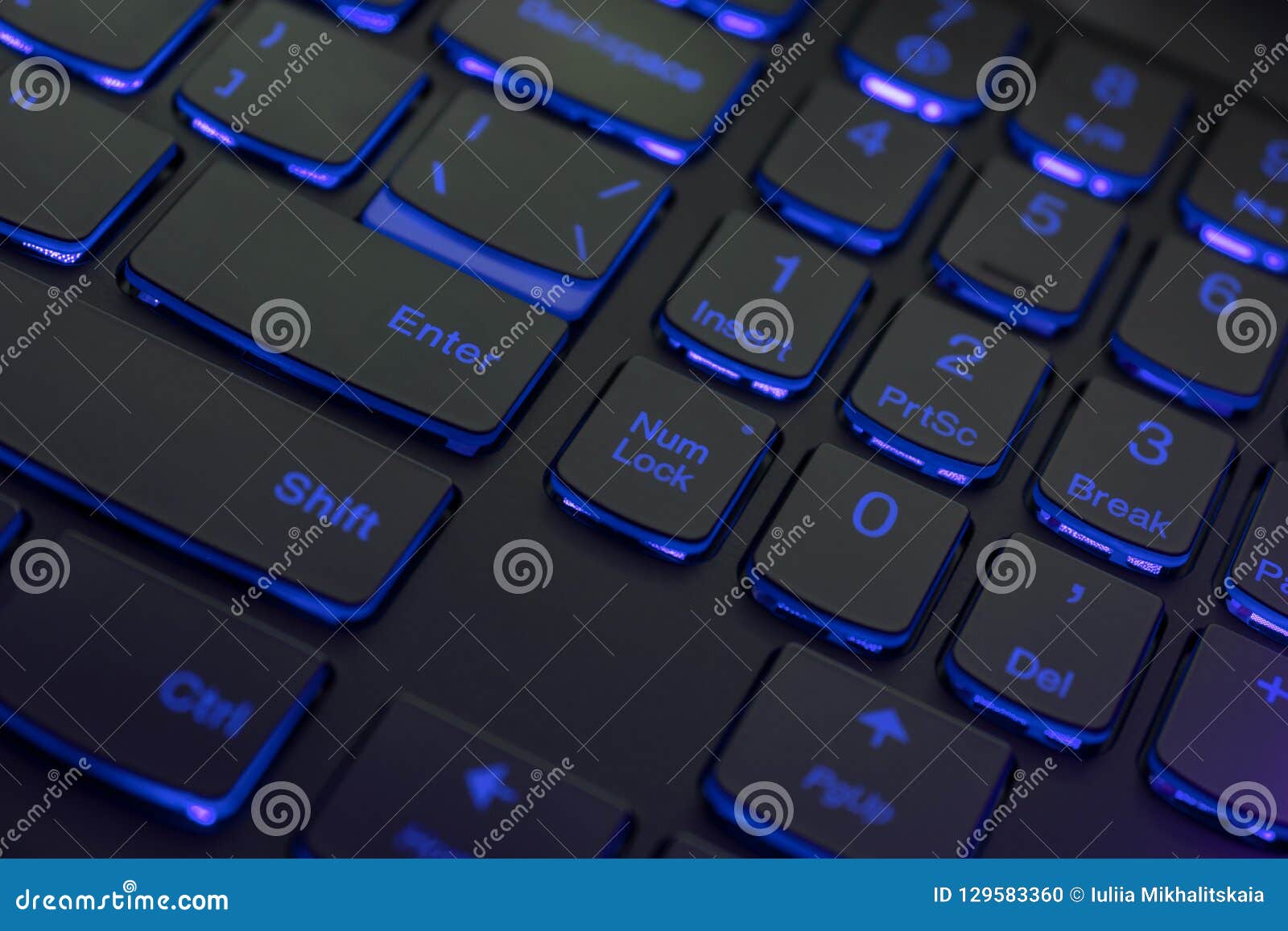 Colorful Keyboard for Gaming. Backlit Keyboard with Blue Color Scheme ...