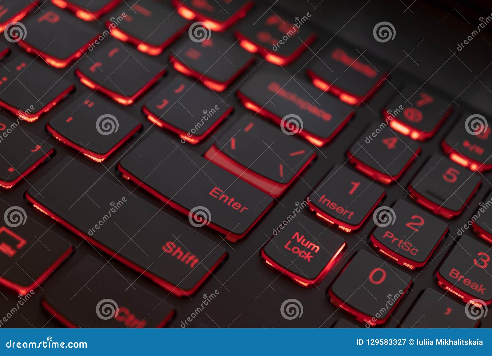 Colorful Keyboard for Gaming. Backlit Keyboard with Red Color Scheme ...