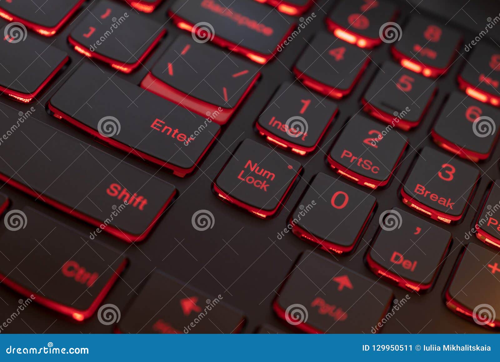 Colorful Keyboard for Gaming. Backlit Keyboard with Red Color Scheme ...
