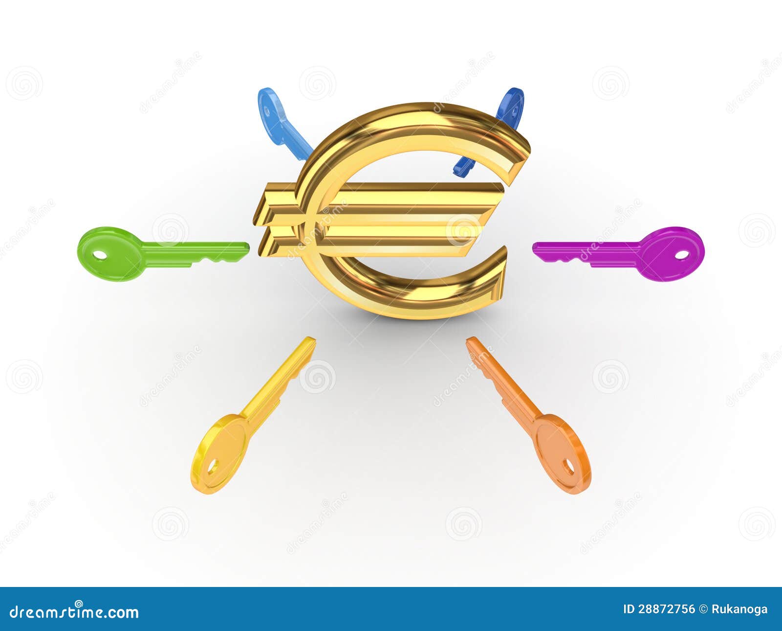 Colorful Keys Around Euro Symbol. Stock Illustration - Illustration of ...