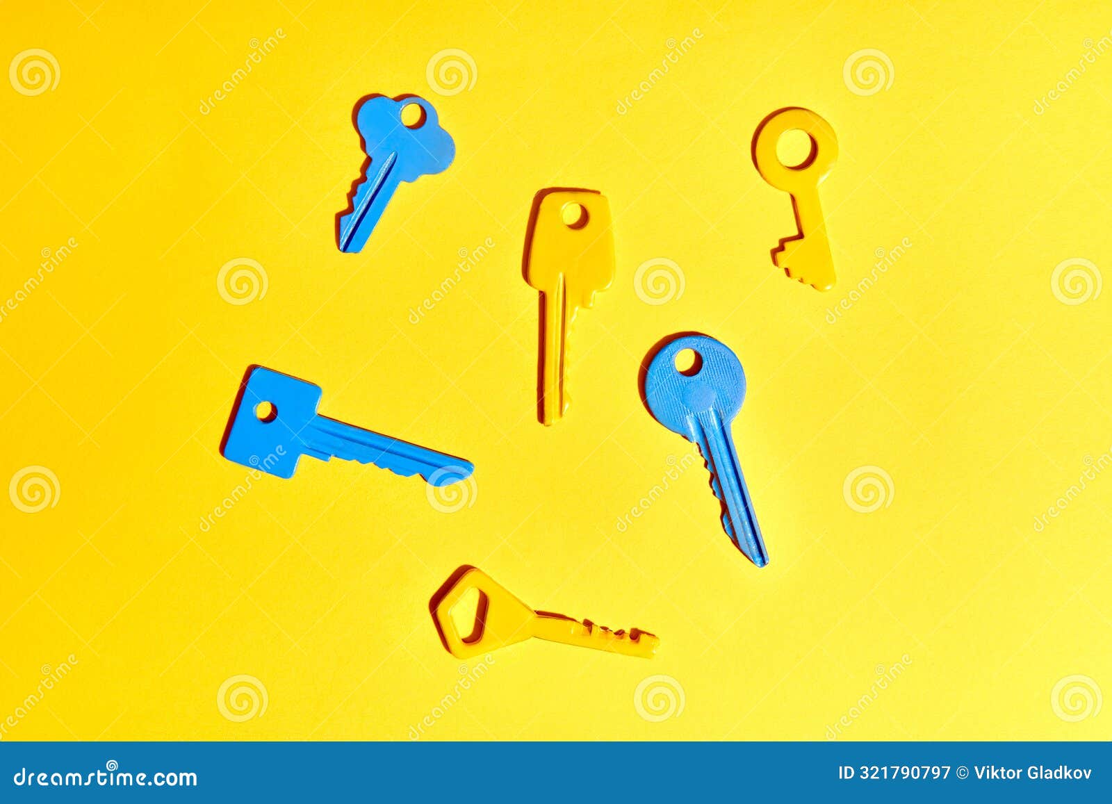 Colorful Keys on Yellow Background Stock Image - Image of symbol ...