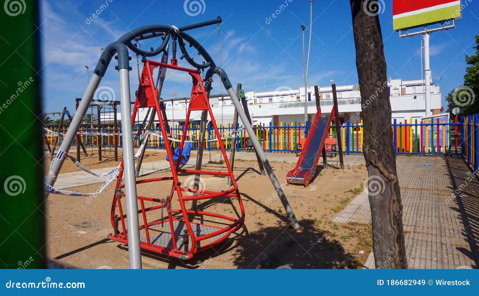 Colorful Kids Playground with Slider and Swing Stock Image - Image of ...