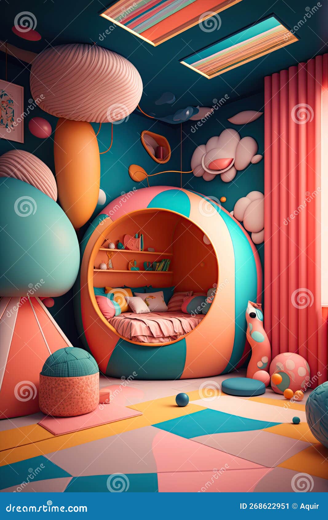 Cute Surreal Children Room. Generative Ai. Colorful Kids Room Stock ... Cute Surreal Children Room. Generative Ai. Colorful Kids Room Stock ...
