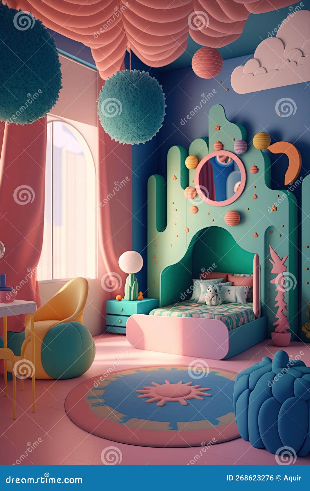Cute Surreal Children Room. Generative Ai. Colorful Kids Room Stock ... Cute Surreal Children Room. Generative Ai. Colorful Kids Room Stock ...