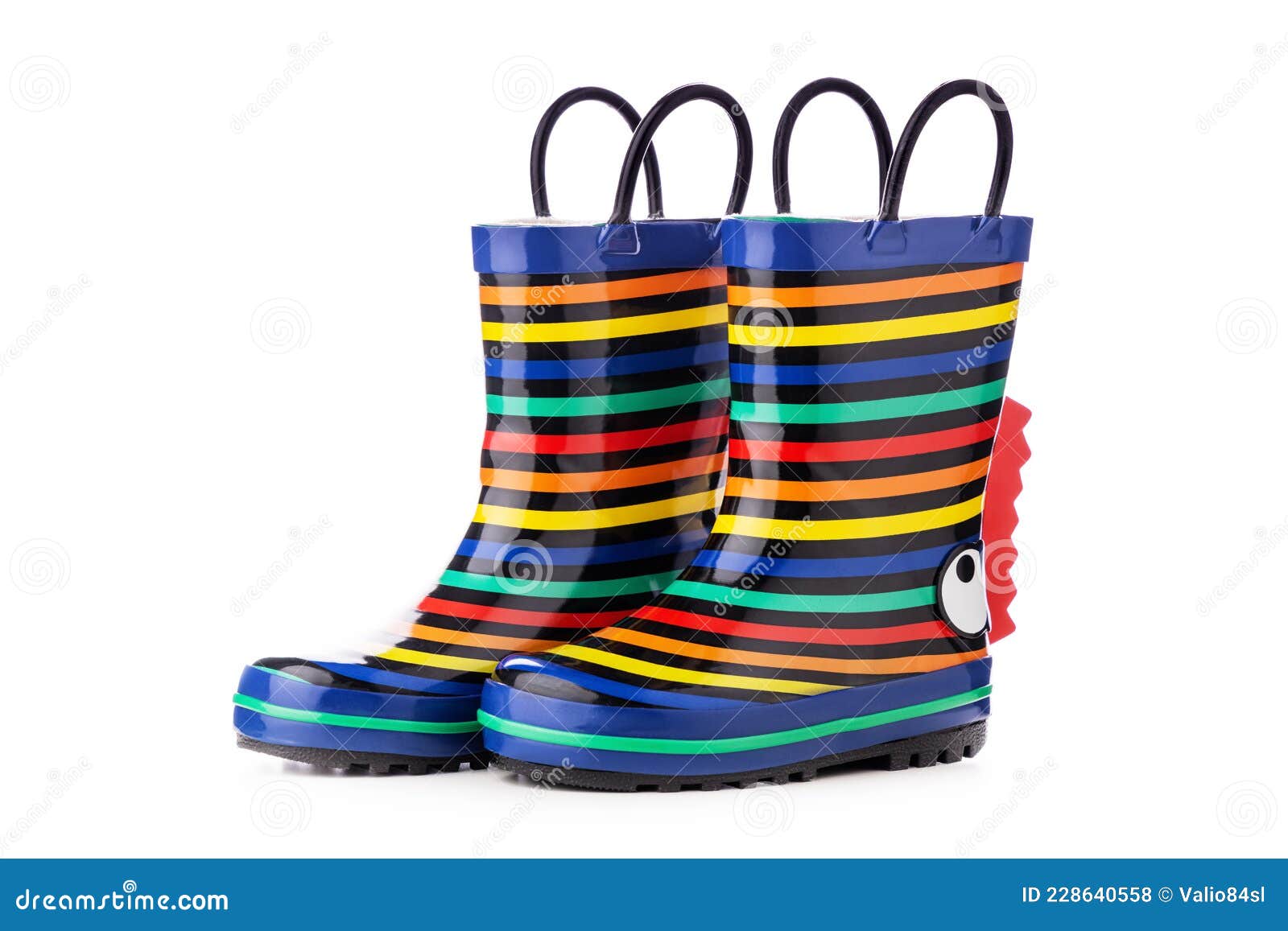 Colorful Kids Rubber Boots for Rain Isolated on White Background Stock ...