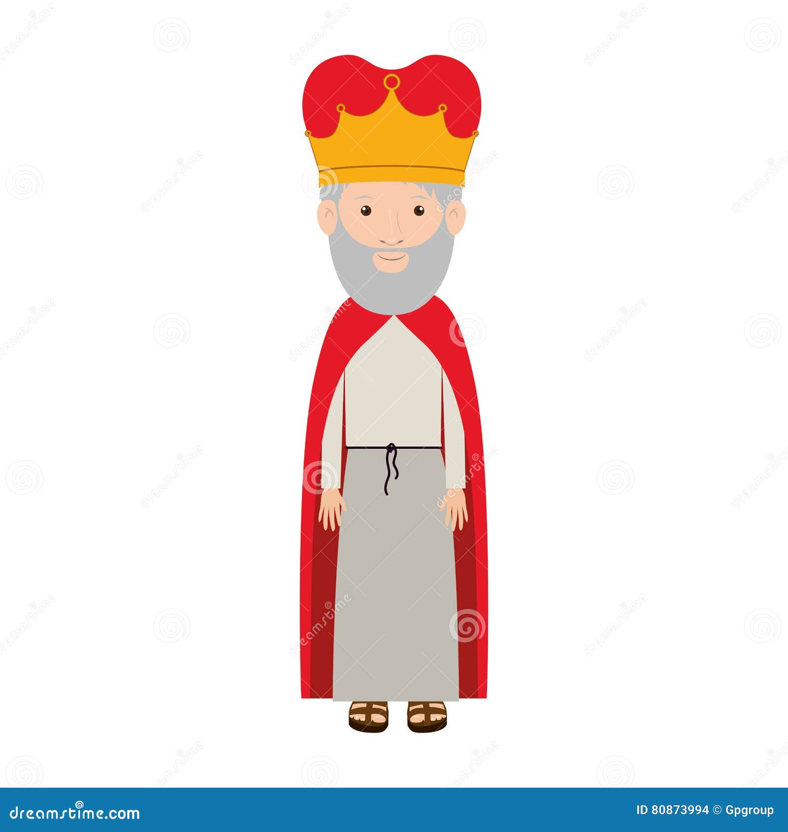 Colorful King with Crown and Gray Beard Stock Vector - Illustration of ...