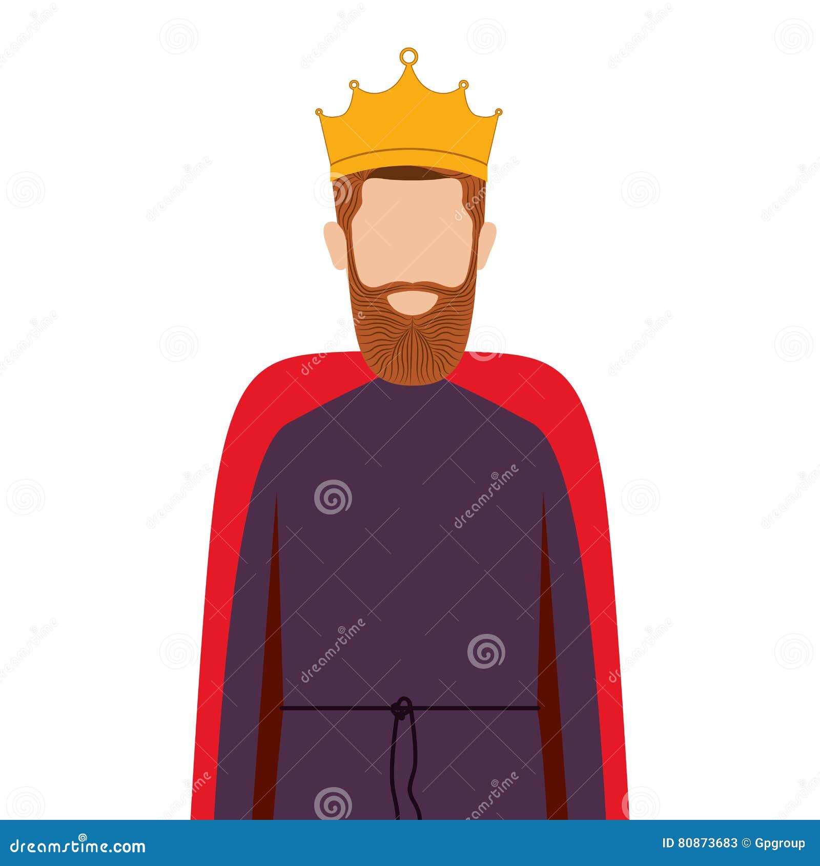 Colorful King Half Body with Crown and Beard without a Face Stock ...