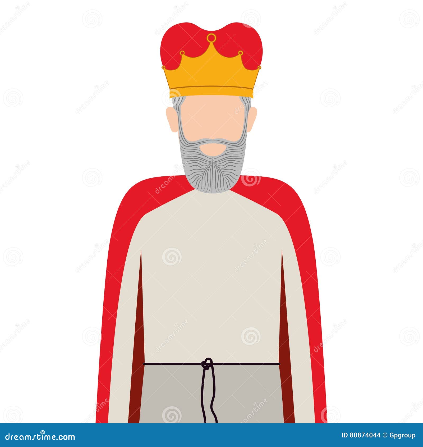 Colorful King Half Body with Crown and Beard without a Face Stock ...