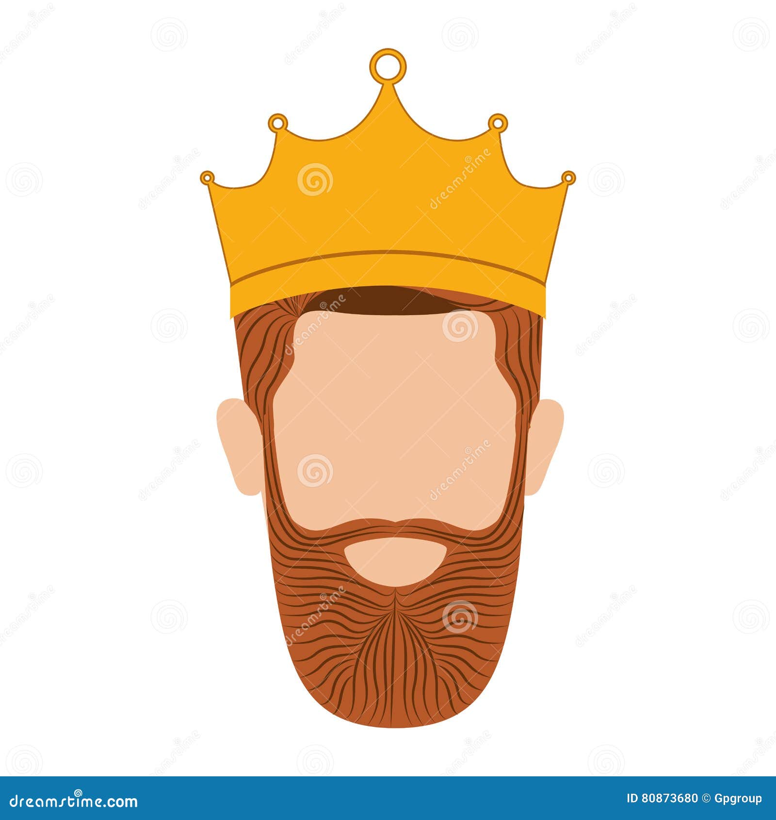 Colorful King Head with Crown and Beard without a Face Stock Vector ...