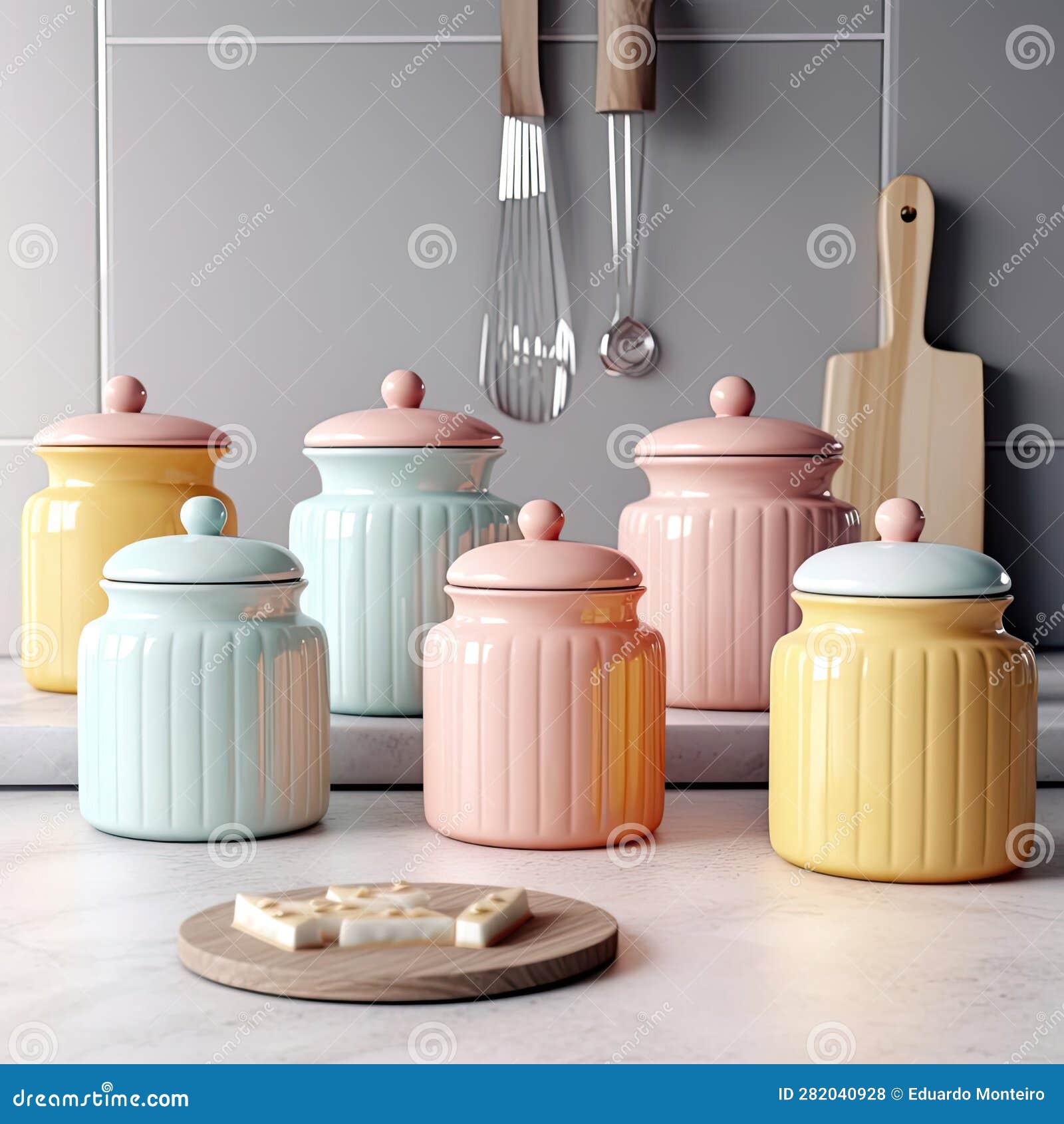 Kitchen Canisters With Art Deco Labels Cartoon Vector | CartoonDealer ...