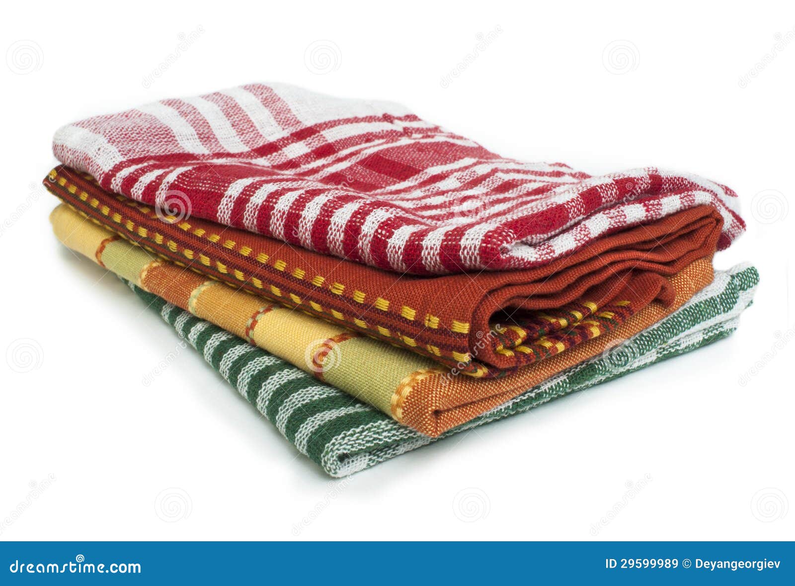Colorful Kitchen Towels White Isolated Stock Image - Image of dish ...