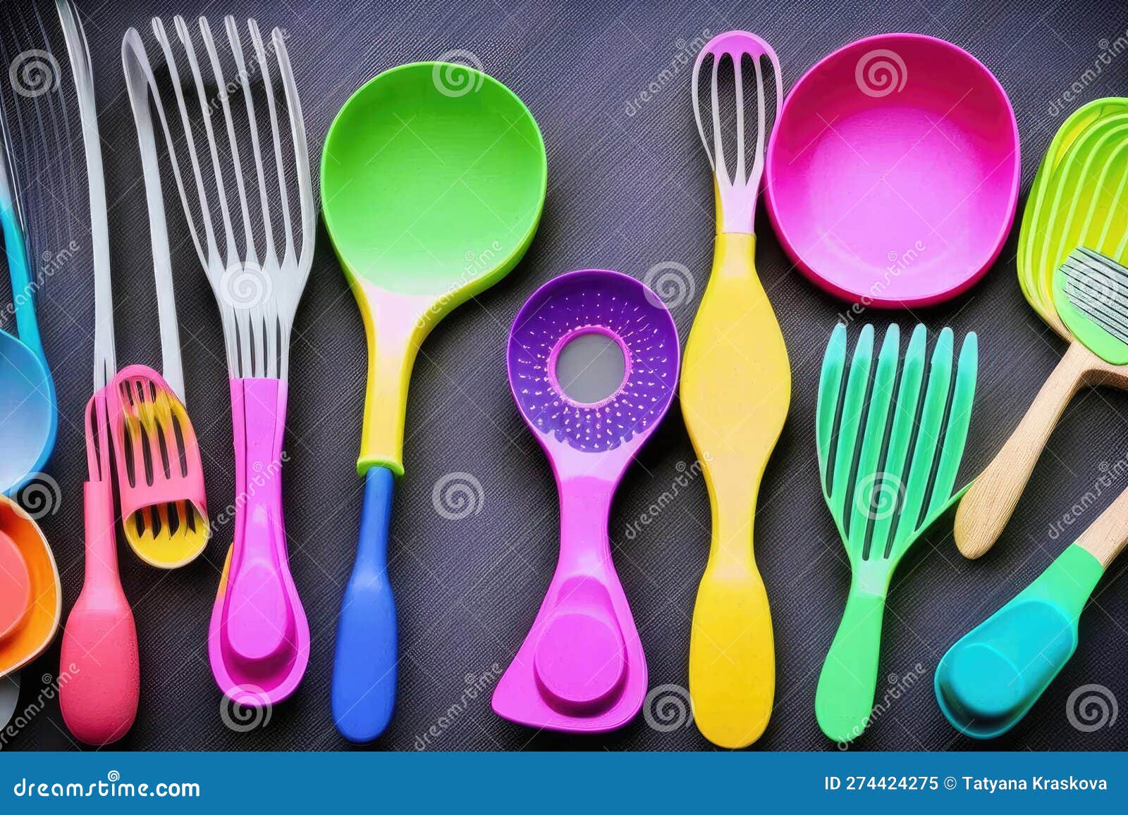 Colorful kitchen utensils stock illustration. Illustration of handy ...