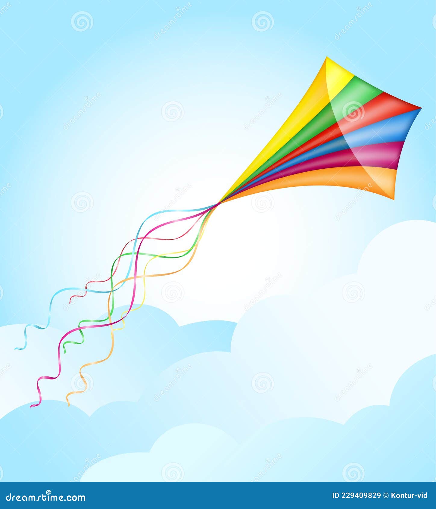 Colorful Kite Flying in the Sky Vector Illustration Stock Vector ...