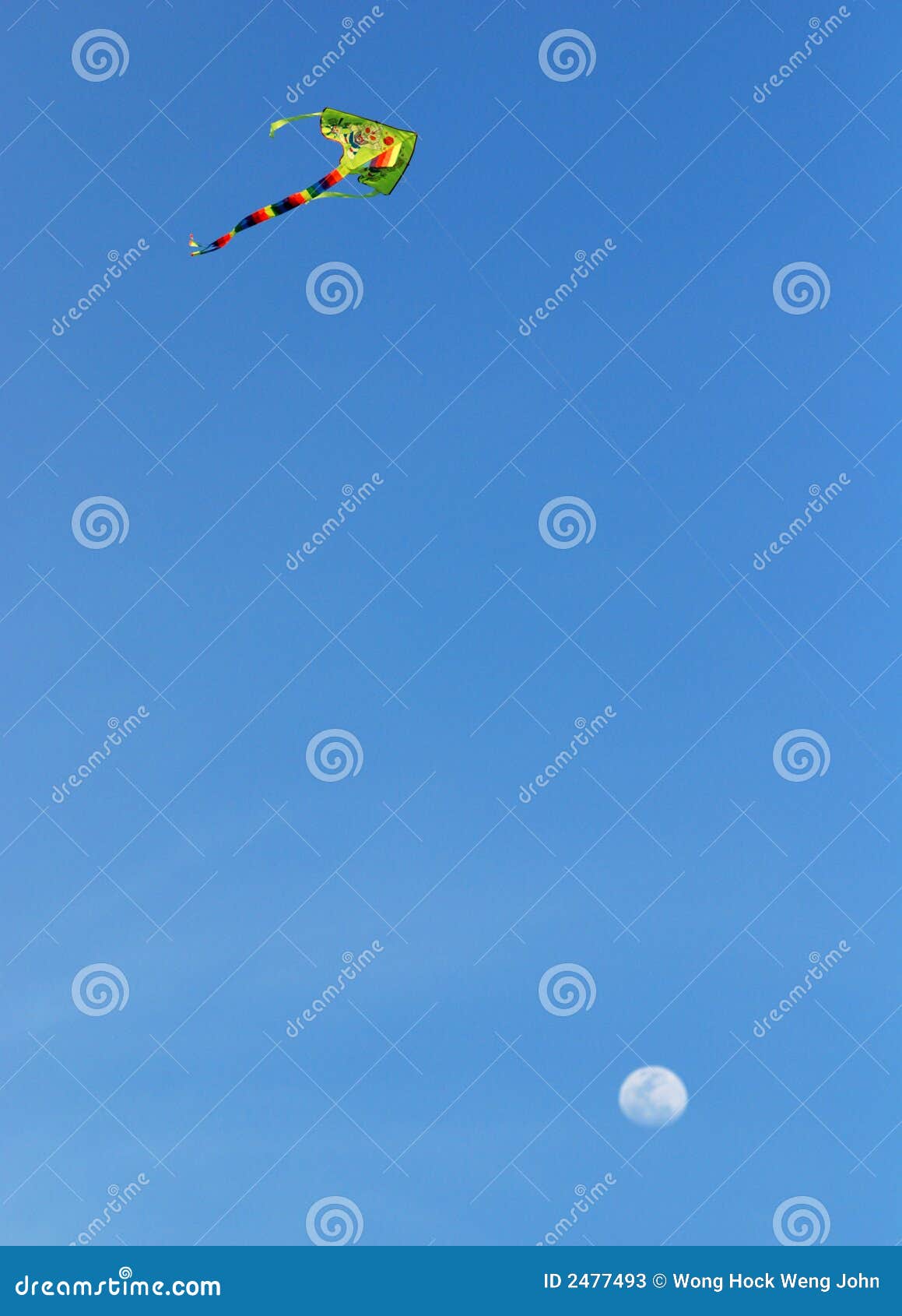 Colorful kite and moon stock image. Image of excitement - 2477493
