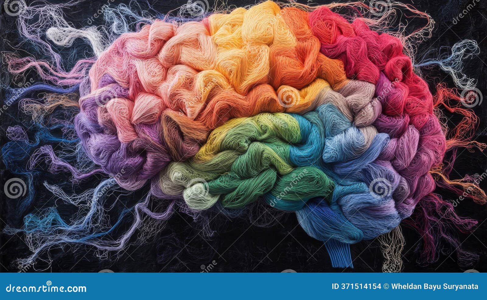 Knitted Brain Model Held By Gloved Hands On A Wooden Table Stock Image ...