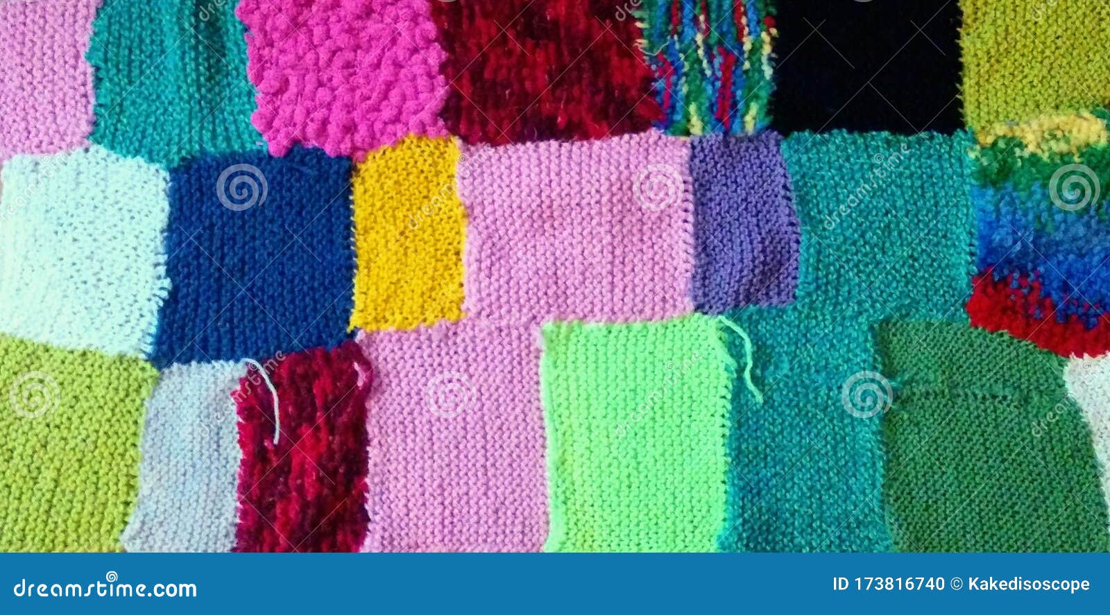 Colorful Knitted Squares stock photo. Image of color - 173816740