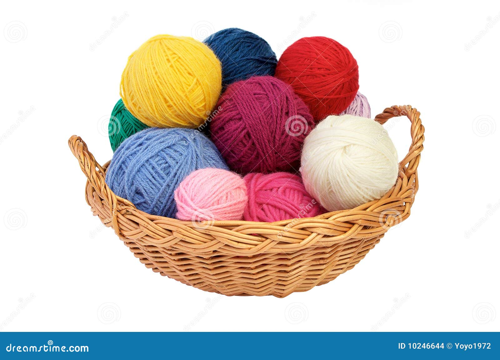 Colorful Knitting Yarn in a Basket Stock Photo - Image of lambswool ...