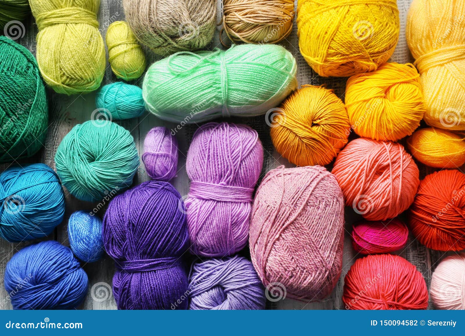Colorful Knitting Yarn on Table, Top View Stock Photo - Image of ...