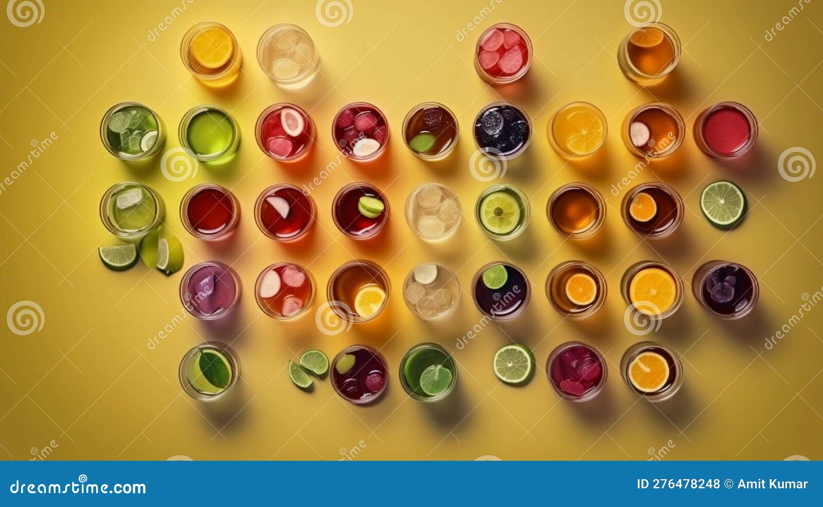 Colorful Knolling of Beverages, Different Types of Drinks - Generative ...